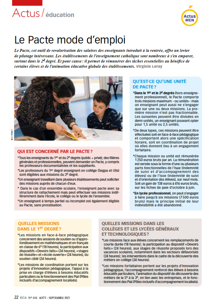 Le Pacte, mode d'emploi - Enseignement Catholique